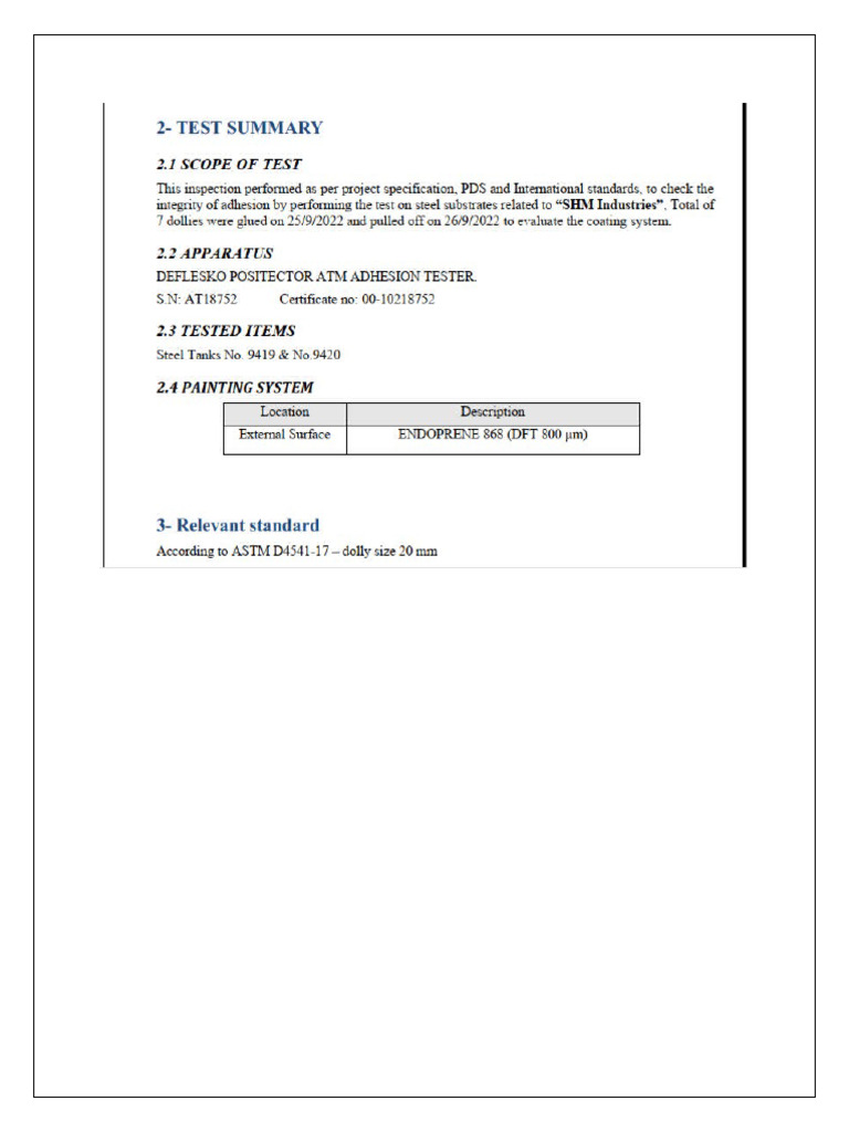 Adhesion Test Report 2022 | PDF
