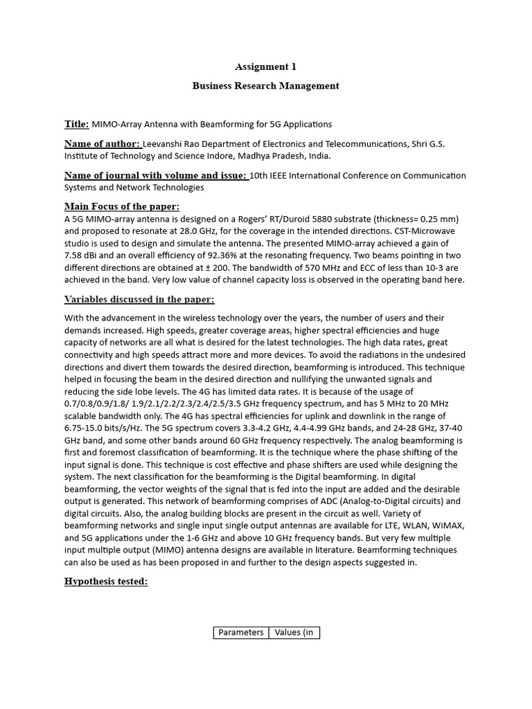 MIMO-Array Antenna With Beamforming For 5G Applications | PDF | Antenna ...