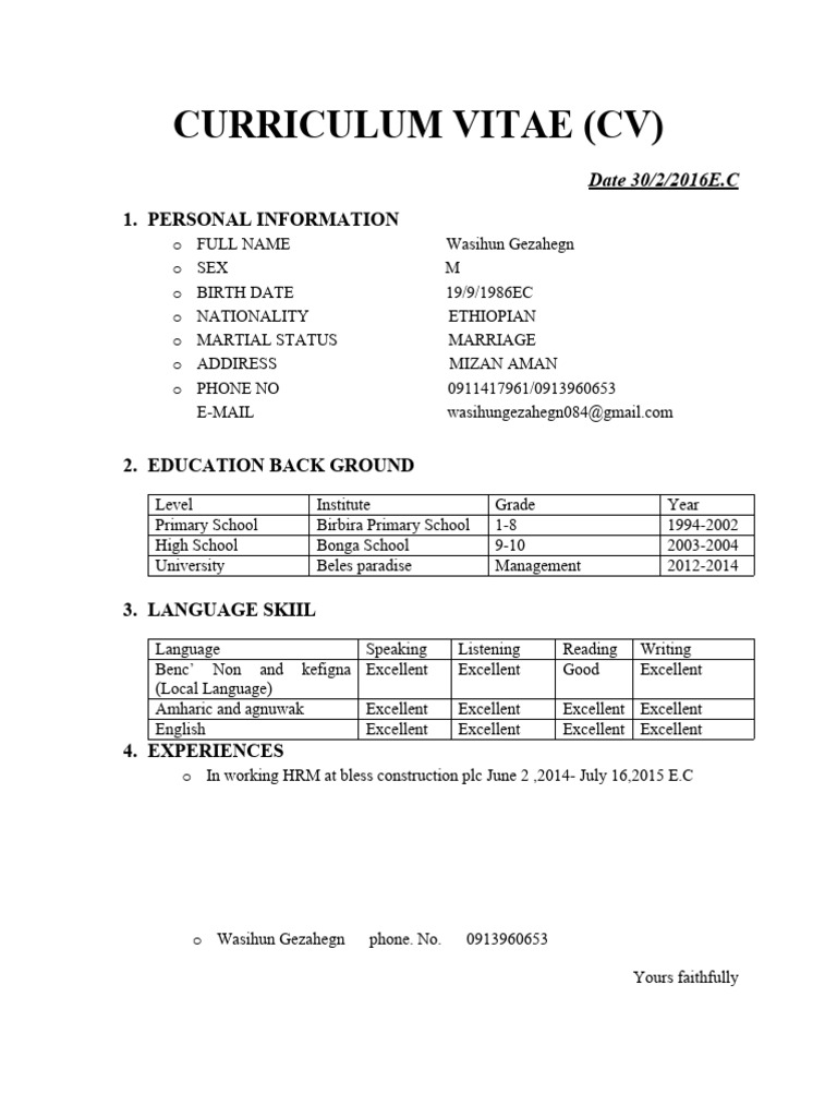 Personal Information on CV | PDF