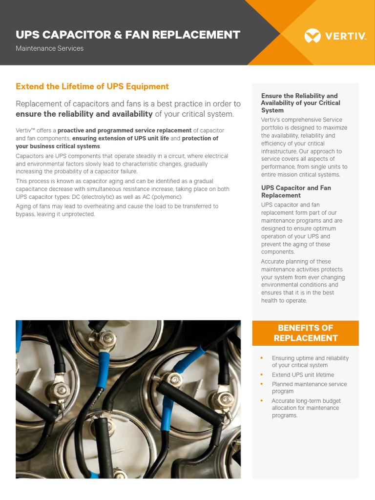 Ups Capacitor and Fan Replacement Data Sheet English | PDF | Capacitor ...