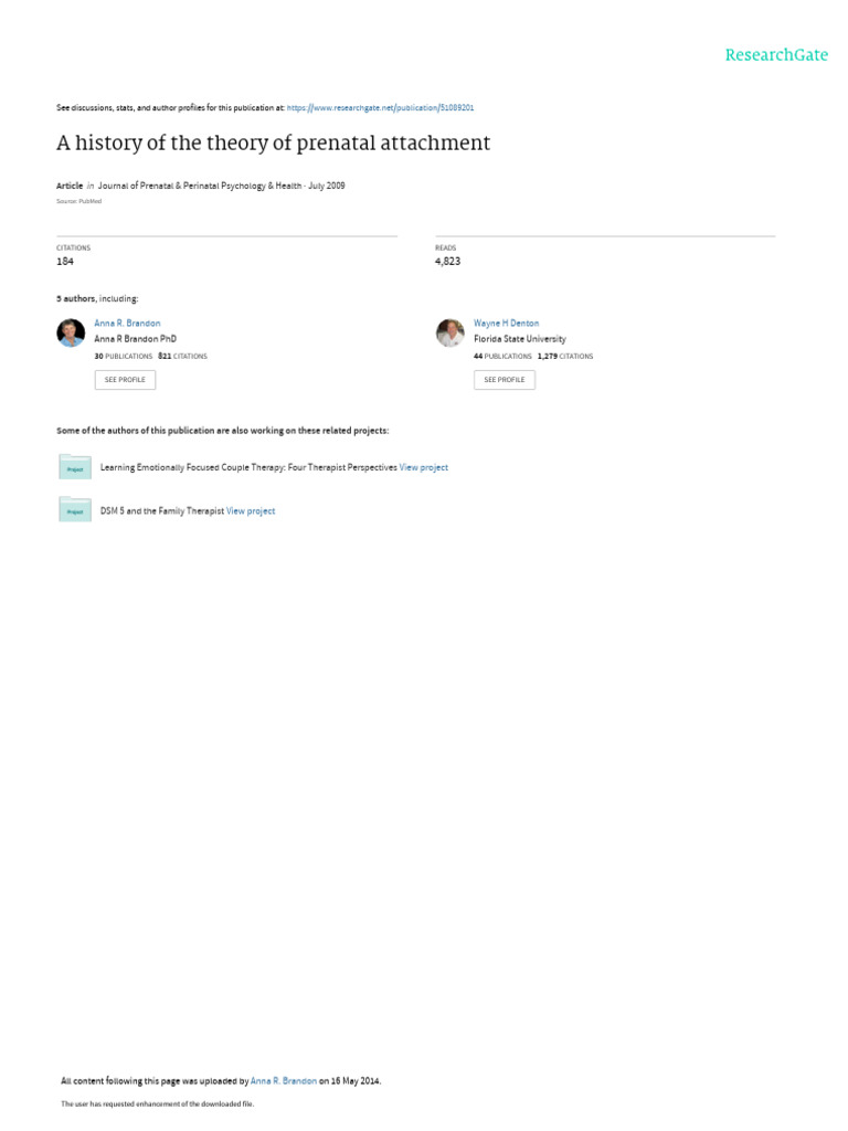 A History of The Theory of Prenatal Attachment | PDF | Attachment ...