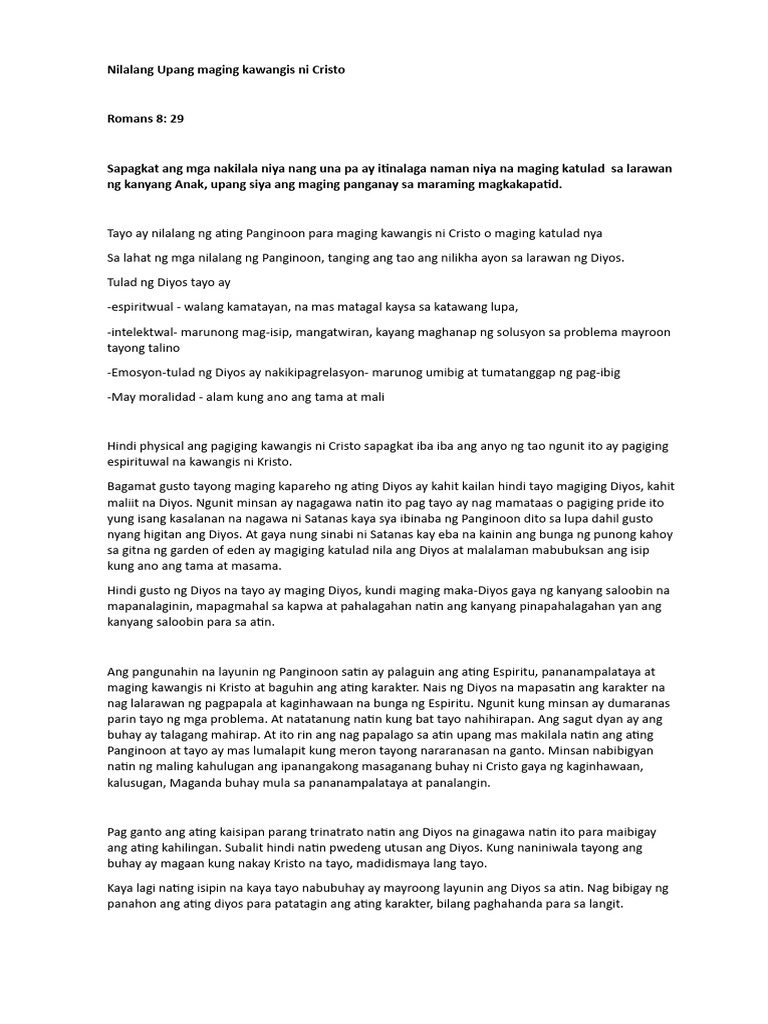 Nilalang Upang Maging Kawangis Ni Cristo | PDF