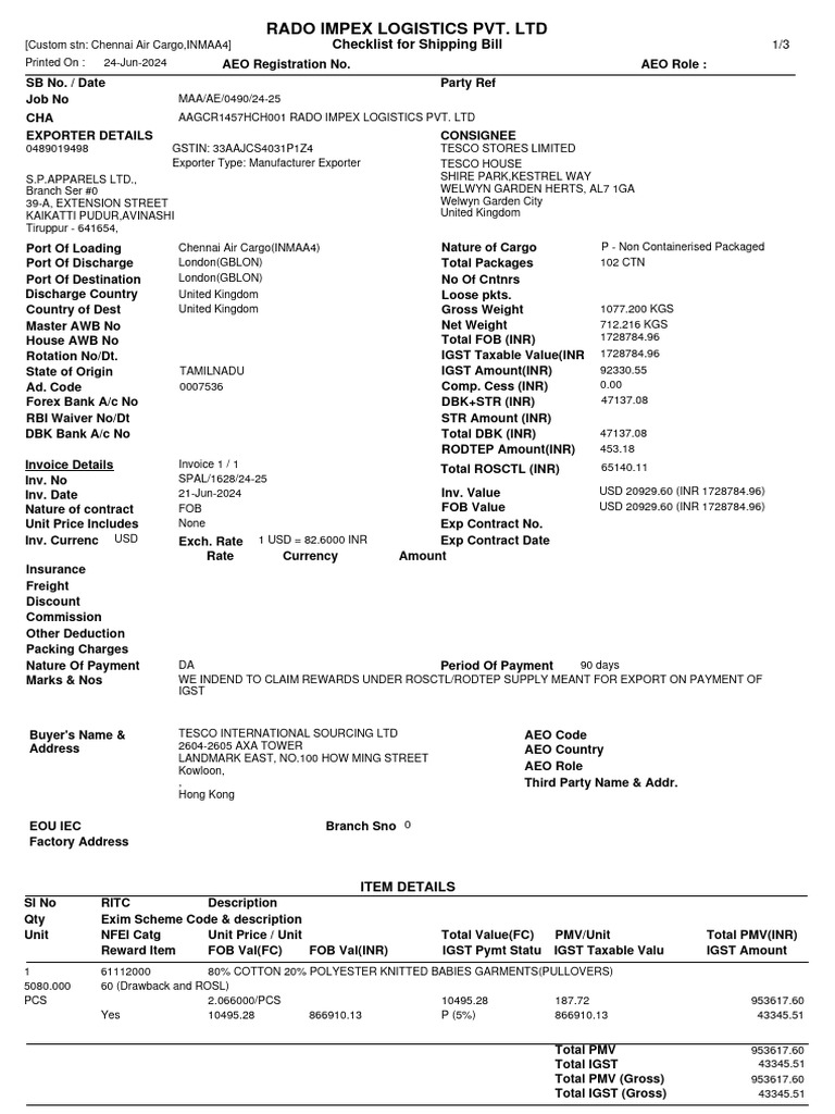1628 Export CheckList-MAAAE049024-25-24-JUN-2024 - 02 - 47 - PM | PDF ...