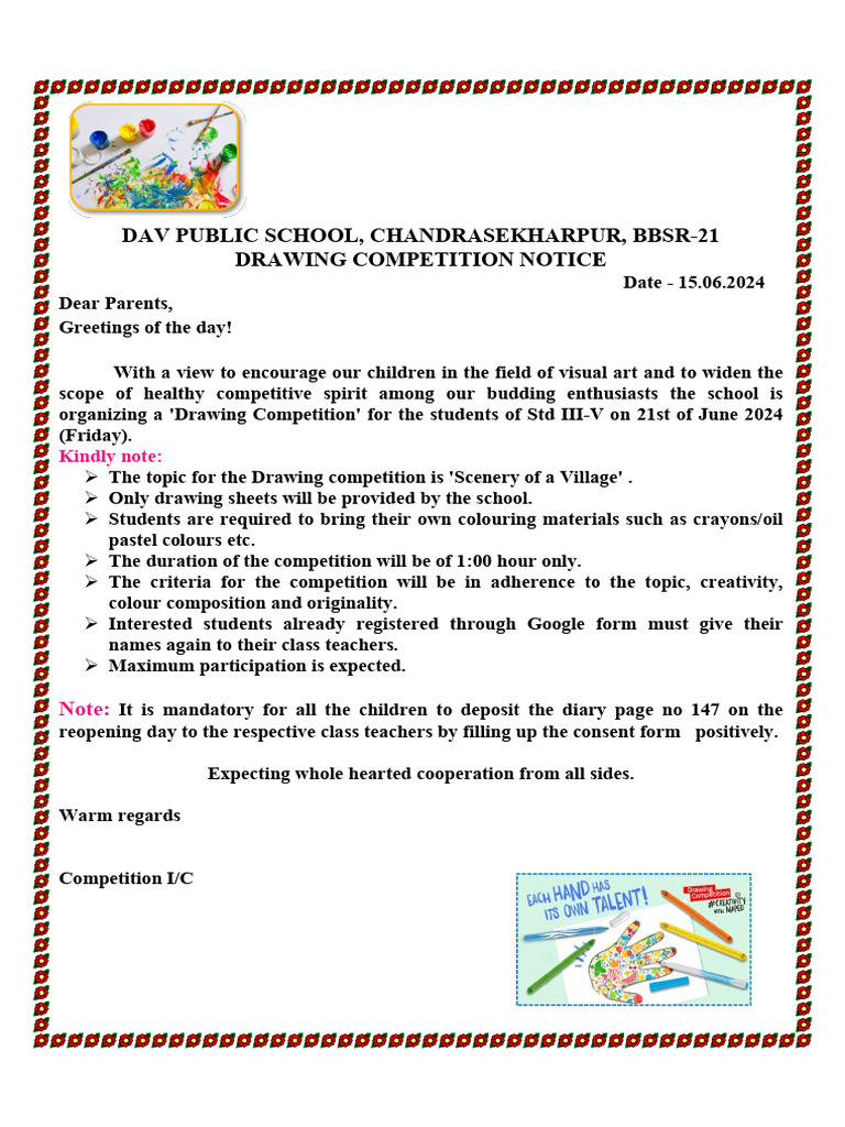 Drawing Competition Notice | PDF | Art
