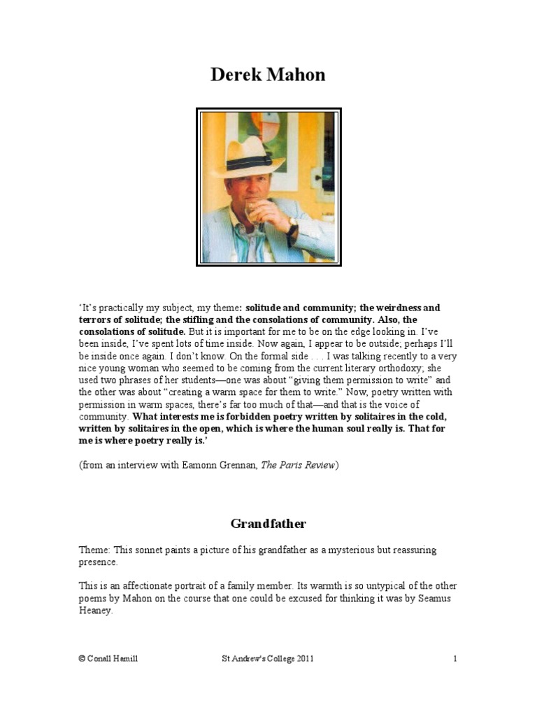 Derek Mahon | PDF | Rms Titanic