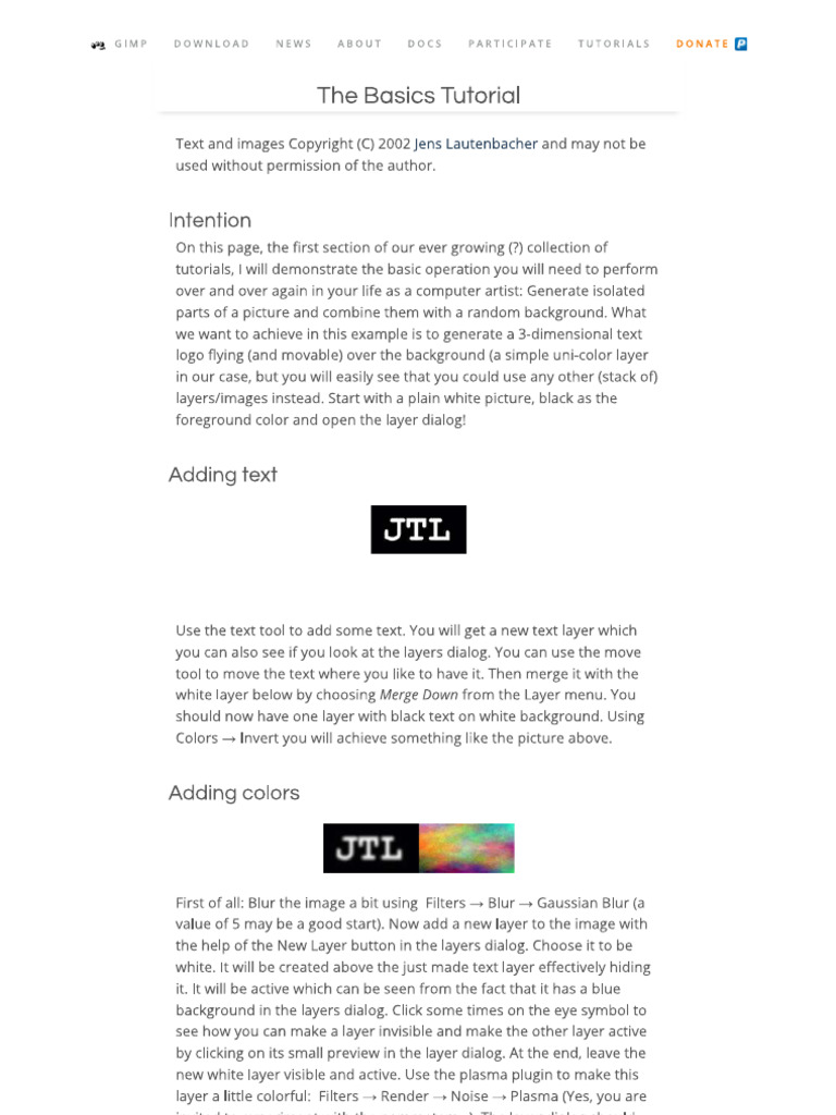 Gimp The Basics Tutorial | PDF