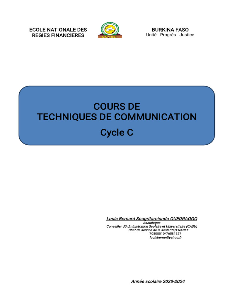 Cours de Techniques de Communication | PDF | la communication ...