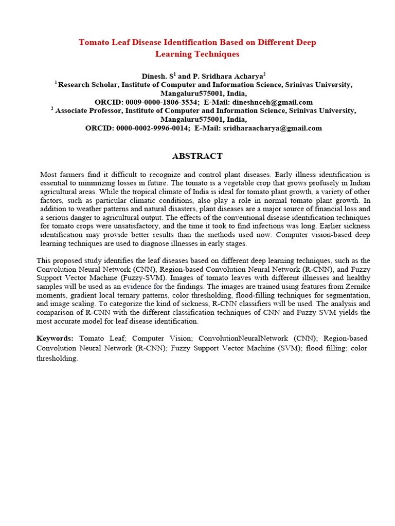 2 Tomato Leaf Disease Identification Based On Different Deep Learning