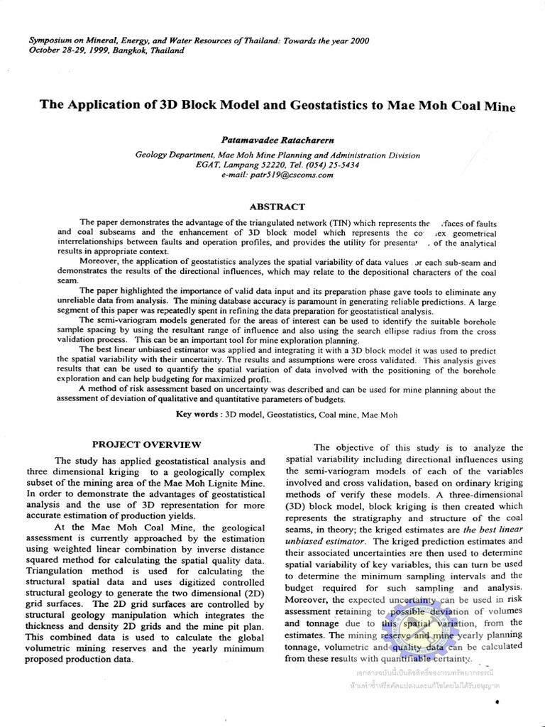 3D - Block Model Geostatistic | PDF