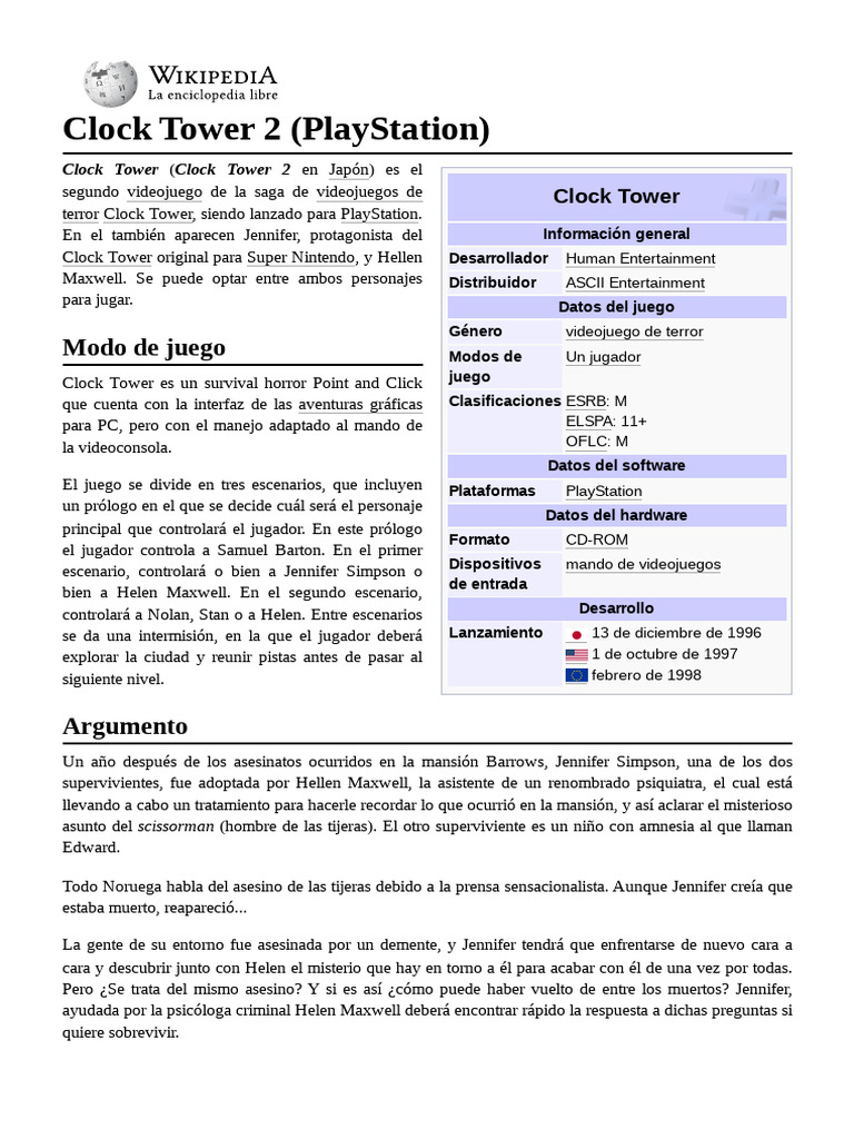 Clock Tower 2 (PlayStation) | PDF