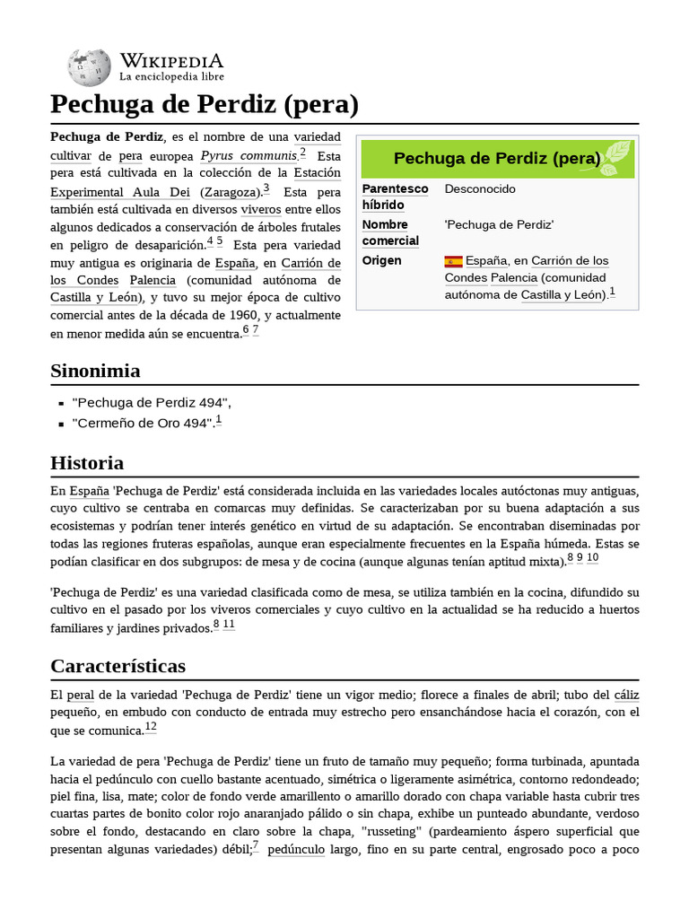 Pechuga de Perdiz (Pera) | PDF | Pera | Fruta