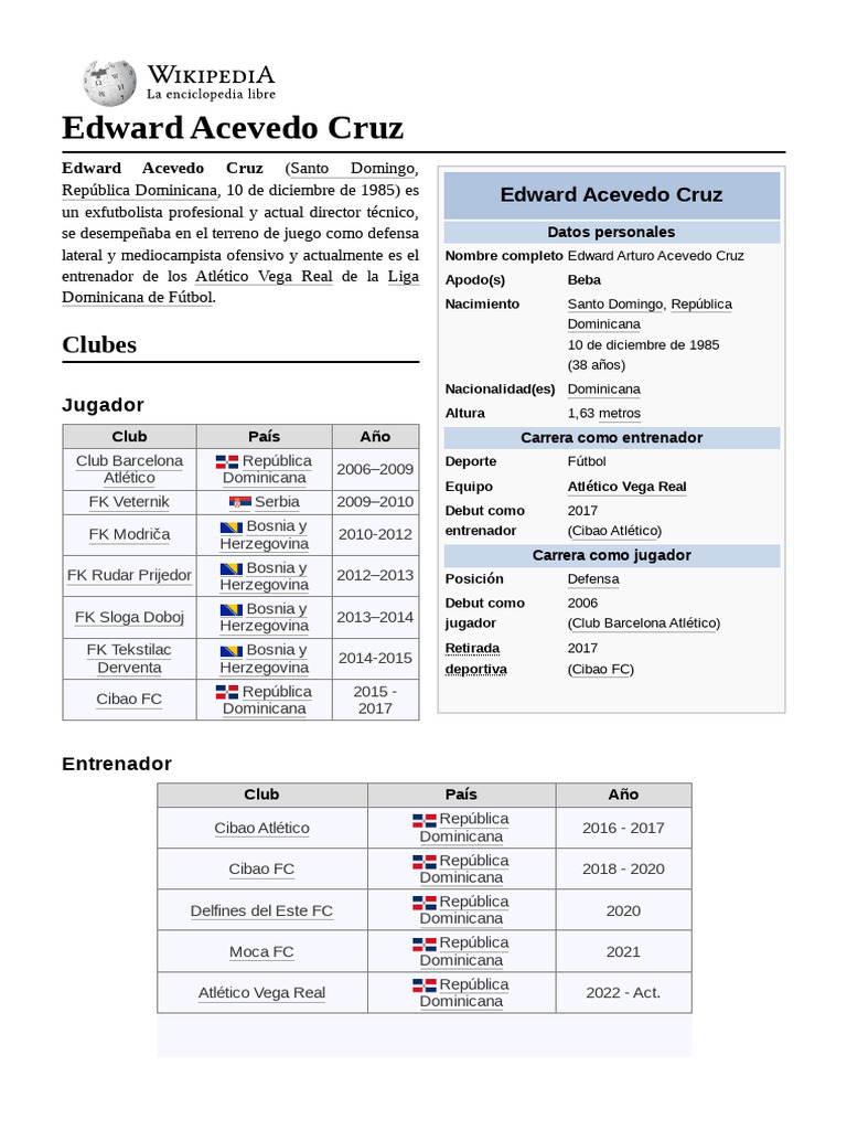 Edward Acevedo Cruz | PDF | República Dominicana | Asociación de Futbol