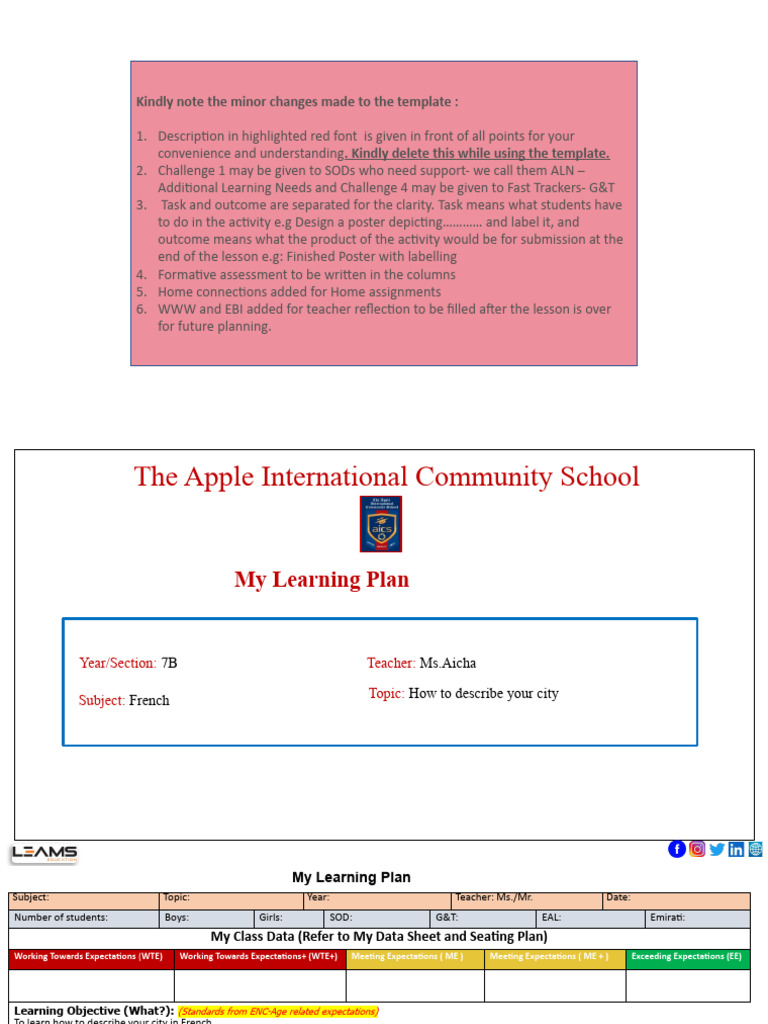 French City Description Learning Plan | PDF | Cognition | Learning