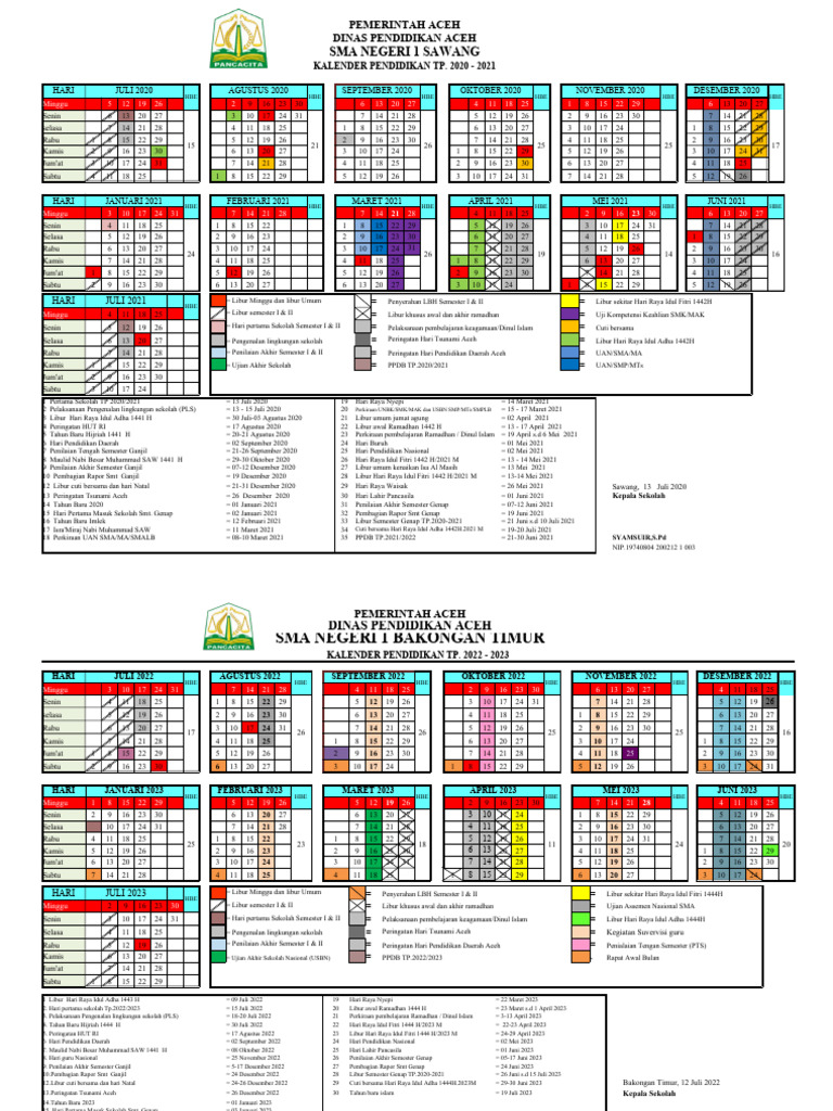 Kalender Pendidikan SMA 2020-2023 Aceh | PDF