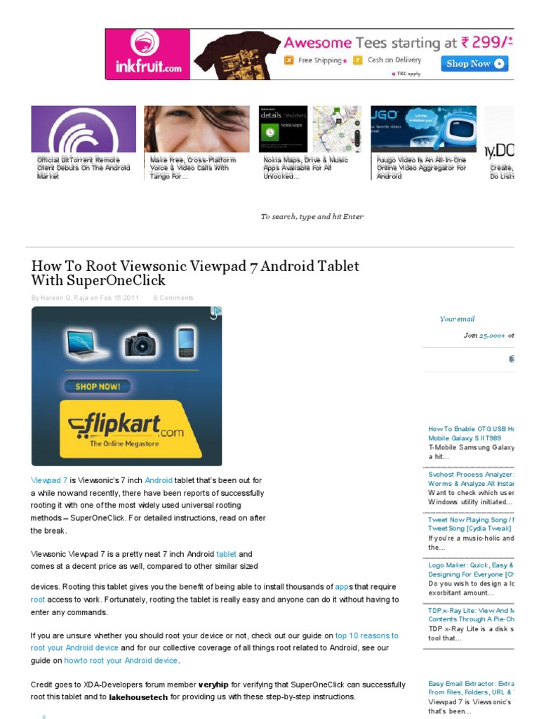 How To Root Viewsonic Viewpad 7 Android Tablet With Super One Click | PDF | Android (Operating ...