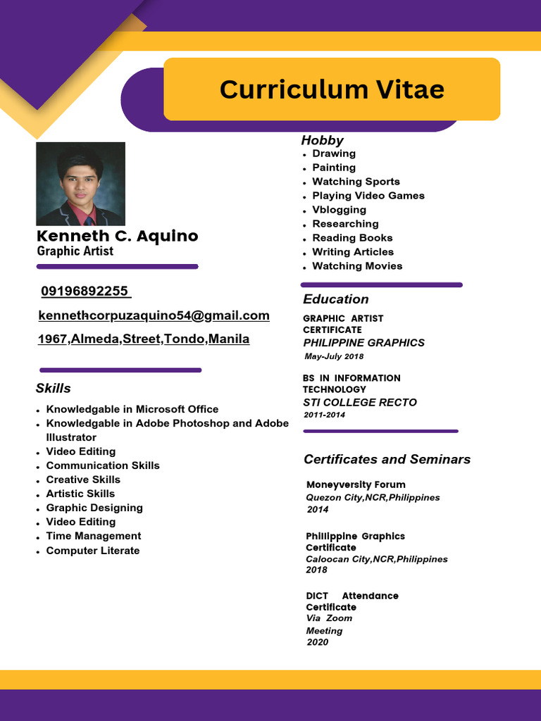 Kenneth Aquino Multimedia Artist Resume | PDF | Computing