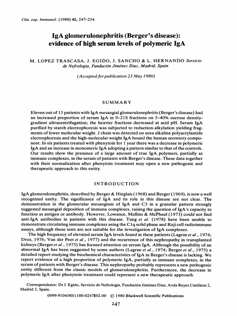 IgA GN Berger's Disease | PDF | Gel Electrophoresis | Medical Specialties