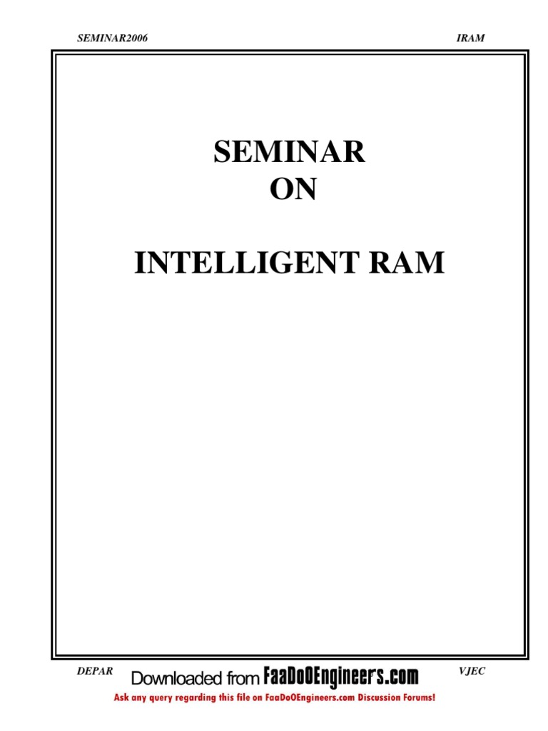 Seminar ON Intelligent Ram | PDF | Dynamic Random Access Memory ...