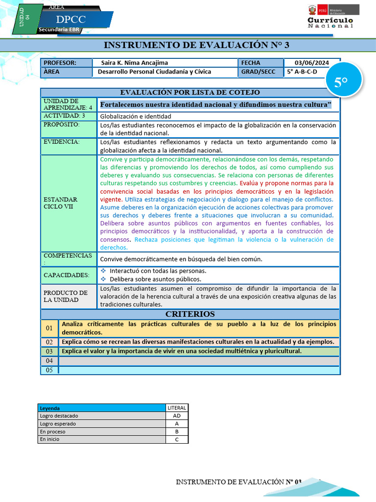 5º DPCC - LC Act.3 Uni 4 - Sem 03 | PDF | Globalización | Politica Cultural