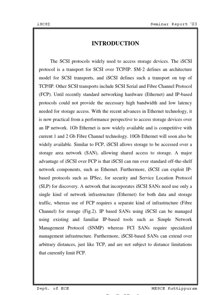 Z-Iscsi-Internet Small Computer System Interface-Seminar Report | PDF ...