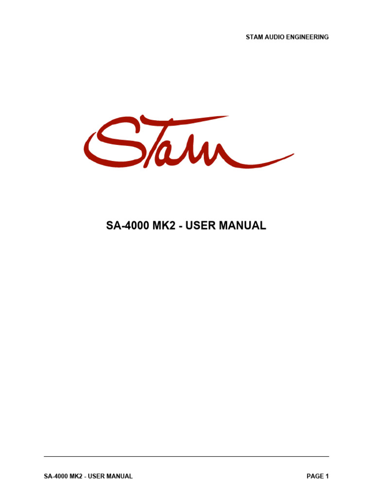 STAM AUDIO SA 4000 mk2 USER MANUAL | PDF | Ac Power Plugs And Sockets ...
