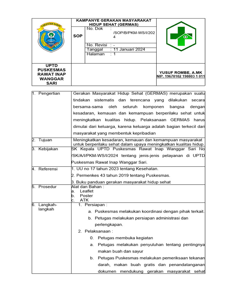 Sop Germas | PDF | Pengembangan Diri