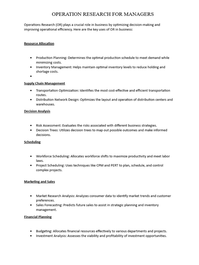 Operations Research Notes Sem 6 | PDF | Operations Research | Risk ...