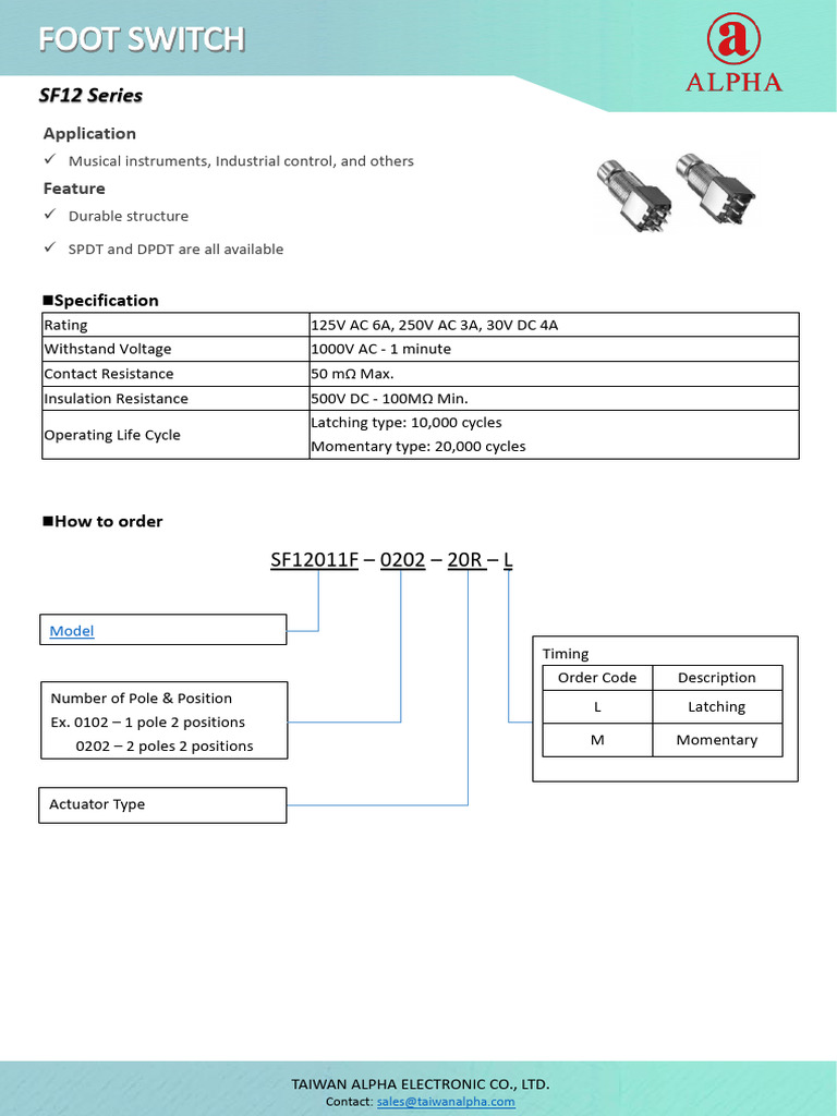 Alpha SF12011F | PDF | Switch | Printed Circuit Board