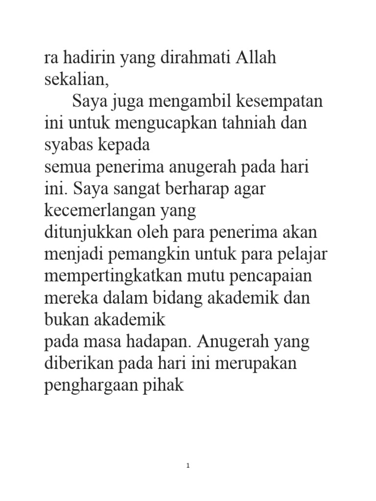 Teks Ucapan Pengetua Majlis Watikah Pemimpin Sekolah | PDF