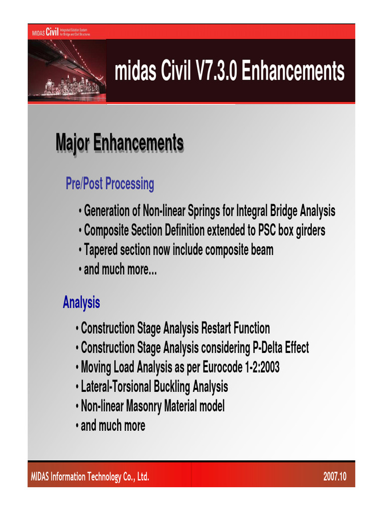 2007 Midas Civil v730 Enhancements | PDF | Young's Modulus | Beam (Structure)