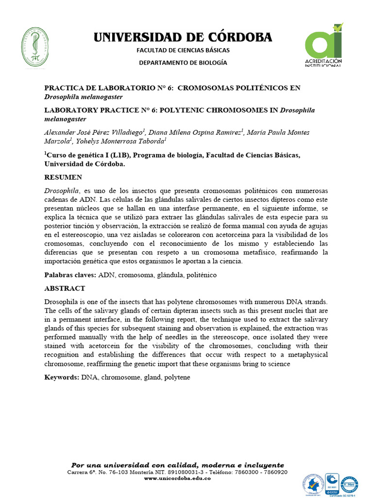 Practica de Laboratorio Cromosomas | PDF | Cromosoma | Biología
