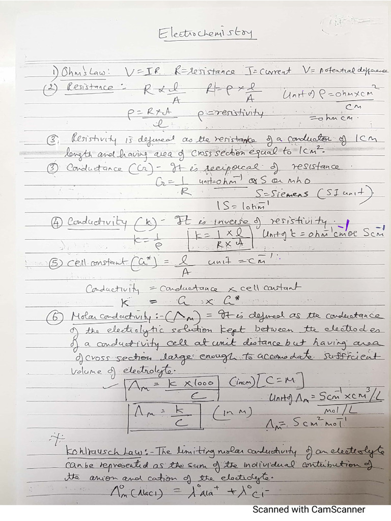 Electrochemistry Notes 1 | PDF