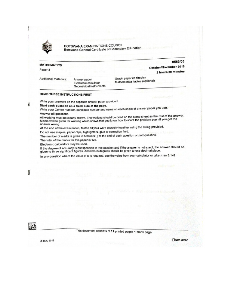 Mathematics Paper 3 2011-2017 | PDF