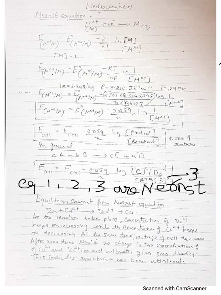 Electrochemistry Notes 2 | PDF