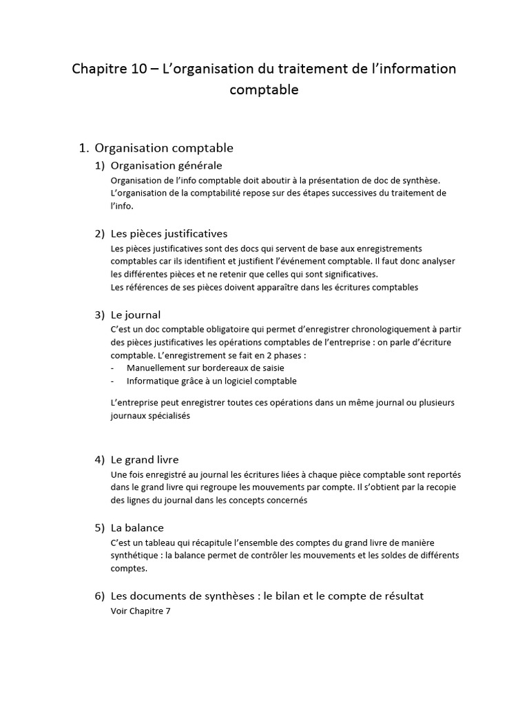 Organisation du Traitement Comptable | PDF