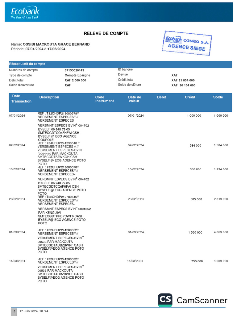 releve ecobank 22 | PDF