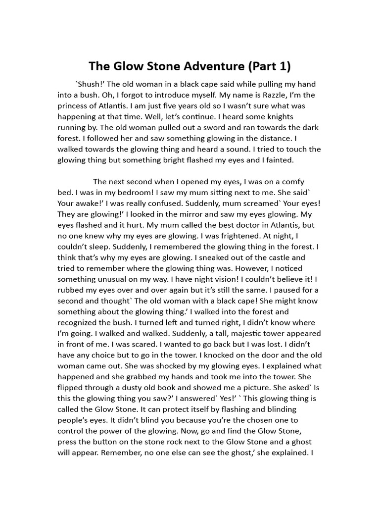 Razzle's Glow Stone Adventure Begins | PDF