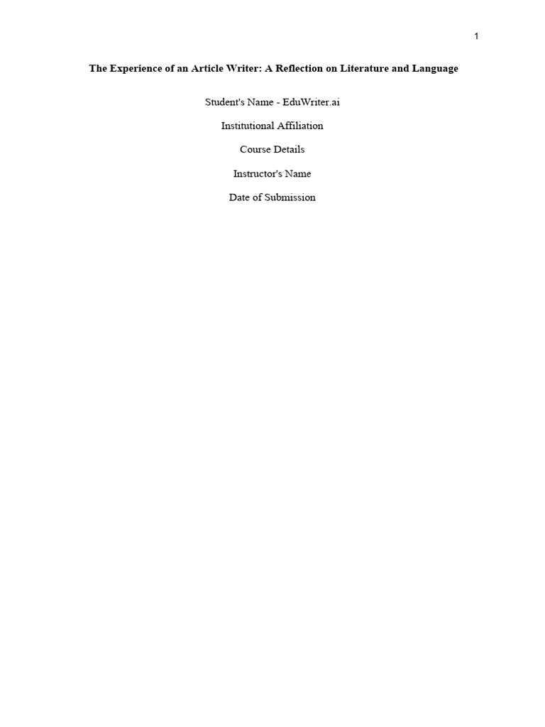Article Writing in Literature Class | PDF | Citation | Experience