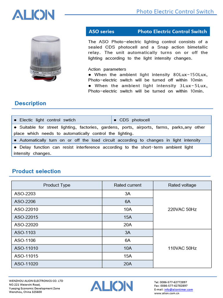 ASO Photocell Switch | PDF | Switch | Electrical Engineering