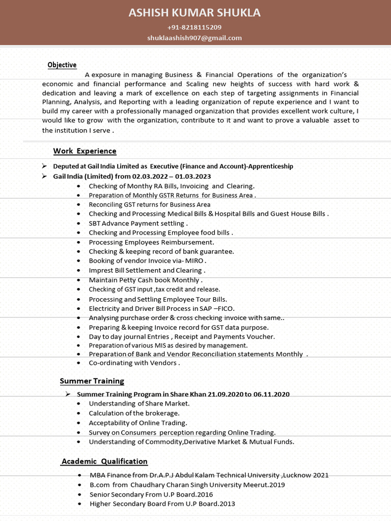 Ashish Shukla CV Updated20231118054417 | PDF | Invoice | Business