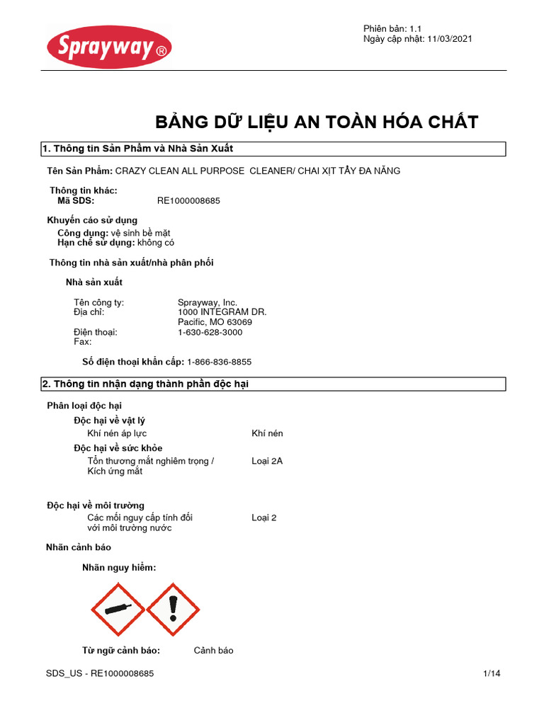 MSDS - Sprayway 31 | PDF
