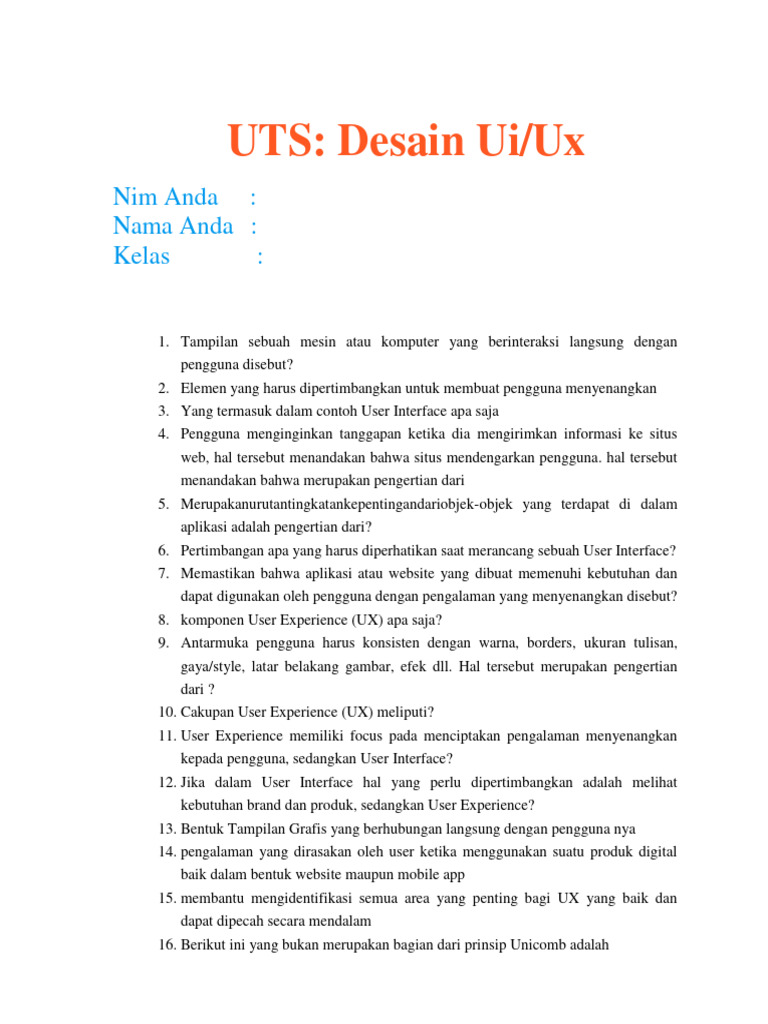 Soal UTS Desain Ui Ux | PDF