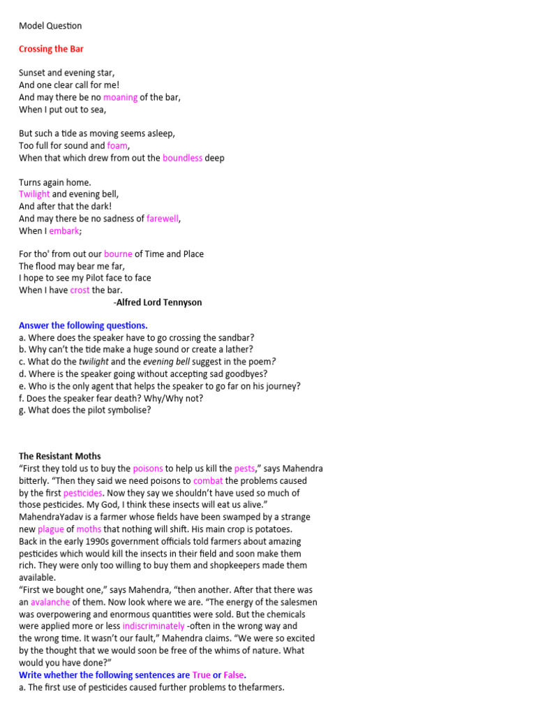 9 English Model Question | PDF | Pesticide
