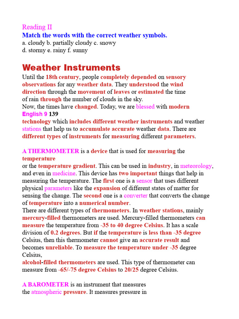 9 Eng Weahter Instruments | PDF | Thermometer | Weather