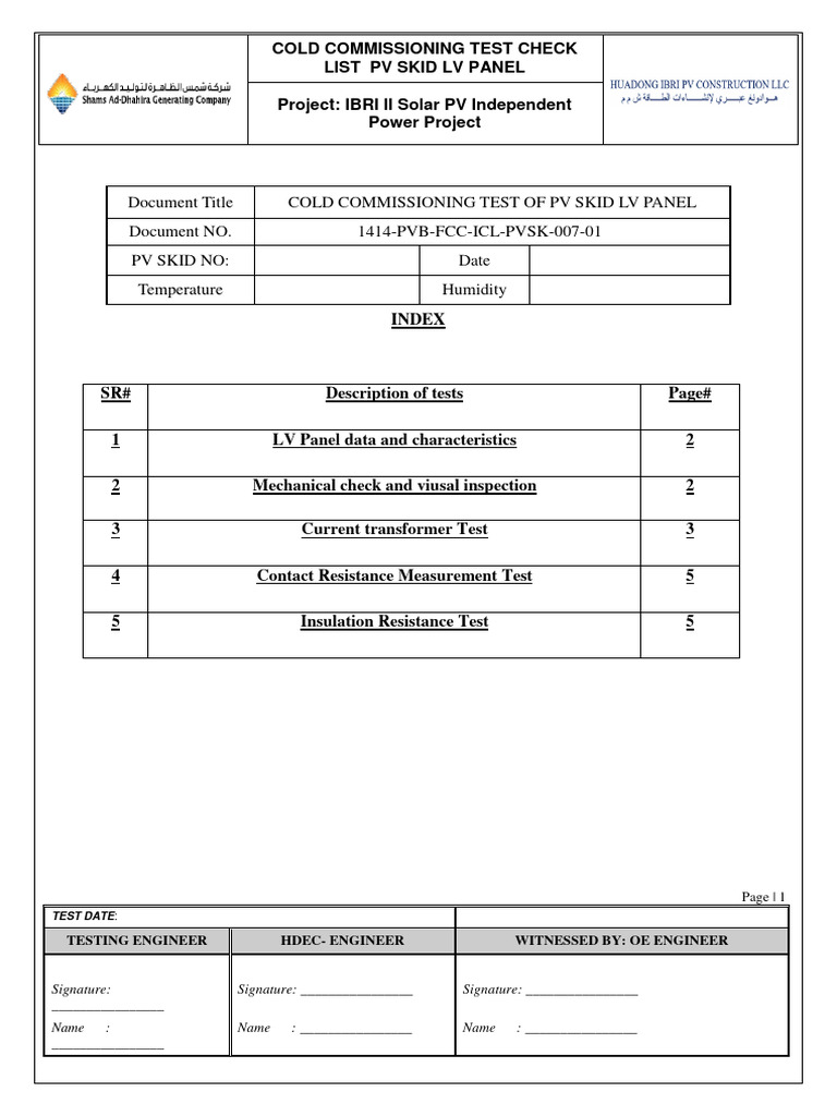 1414-PVB-FCC-ICL-PVSK-007-01 LV Panel Test | PDF | Fuse (Electrical ...