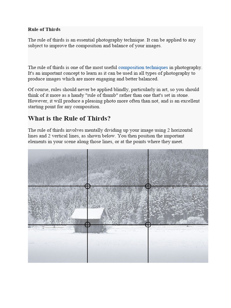 Rule of Thirds | PDF | Composition (Visual Arts) | Artistic Techniques