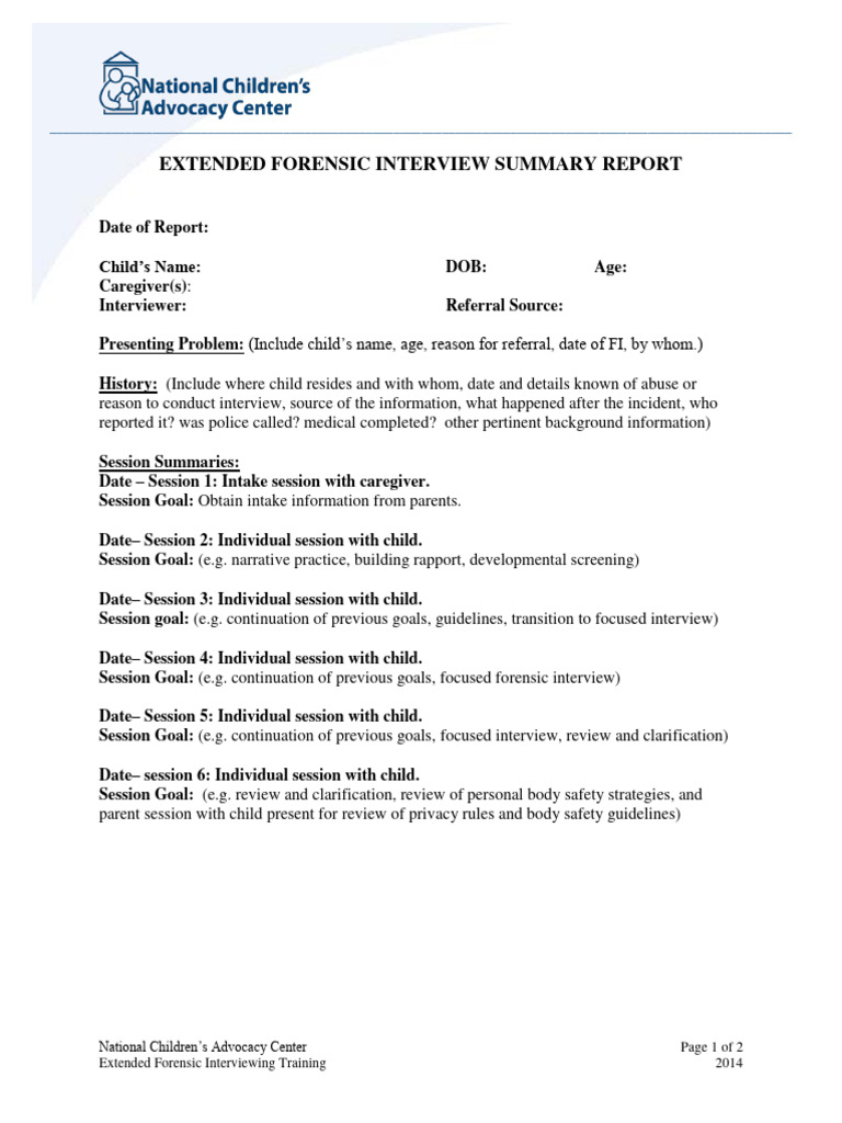 Forensic Interview Summary Report | Download Free PDF | Human Life ...