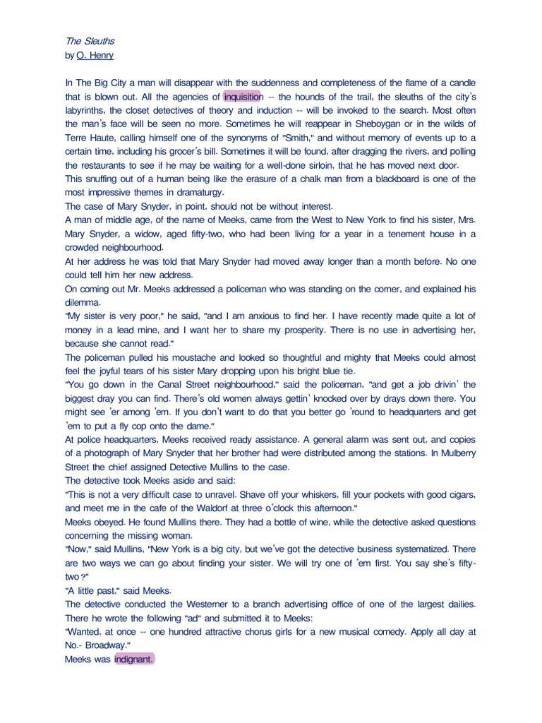 The Sleuths (Story) | PDF | Mystery, Thriller & Crime Fiction | Young Adult