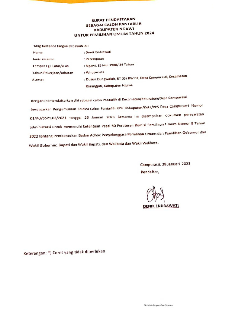 Surat Pendaftaran | PDF