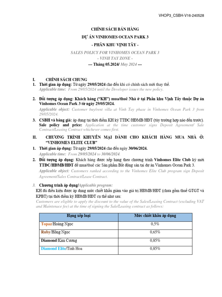 VHOP3 CSBH V16 KH Clean | PDF